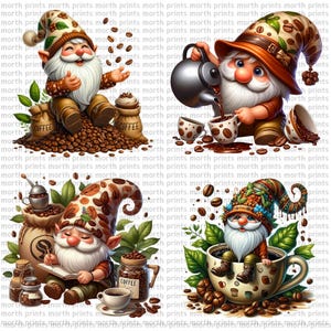 33 PNG Coffee Gnome Clipart , Gnome Bundle Clipart, Cute Gnome, Coffee ...
