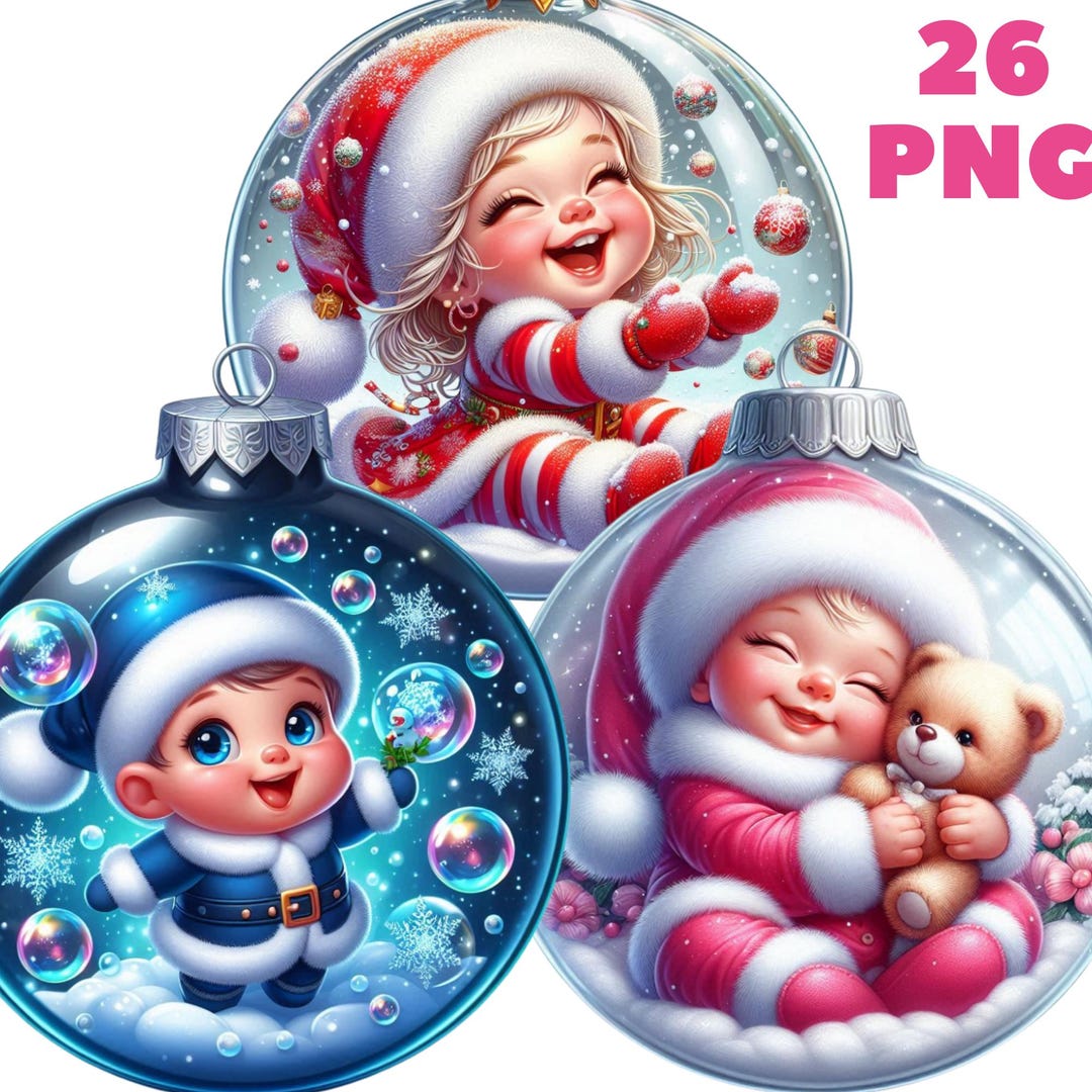 Christmas Ornaments Clipart PNG, Cute Baubles With Toys & Bows, 26 ...