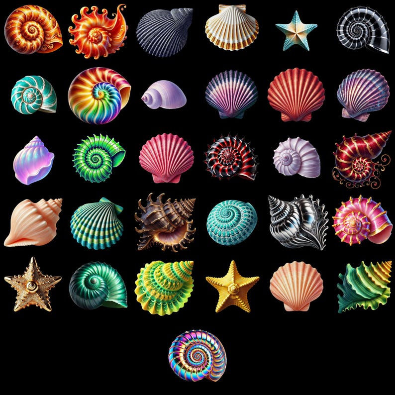 Sea Shell Clipart PNG, Ocean Coral & Beach Shell Illustrations ...