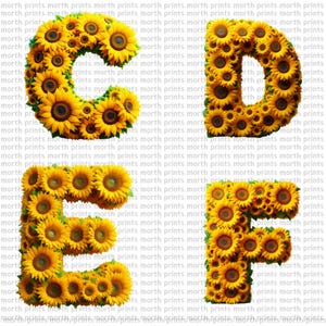 38 PNG Sunflower Alphabet Clipart , Alphabet PNG, Floral Clipart ...