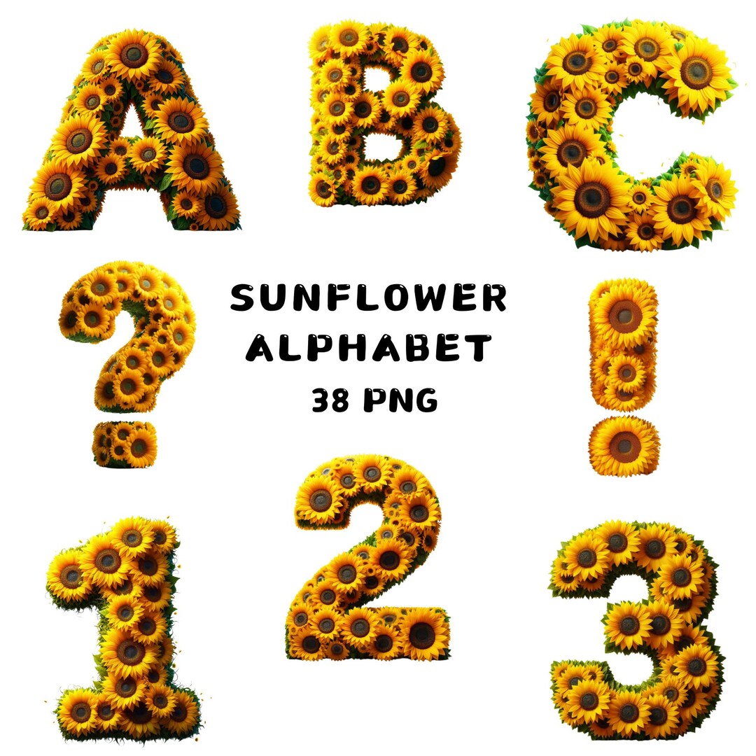 38 PNG Sunflower Alphabet Clipart Alphabet PNG, Floral Clipart ...