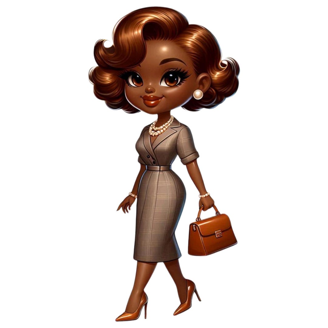 Vintage Chibi Women Clipart: Victorian Lady Illustrations (PNG, Instant ...