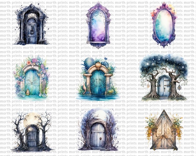 Watercolor Fantasy Doors Clipart PNG, Fairy & Enchanted Doors, Fairy ...