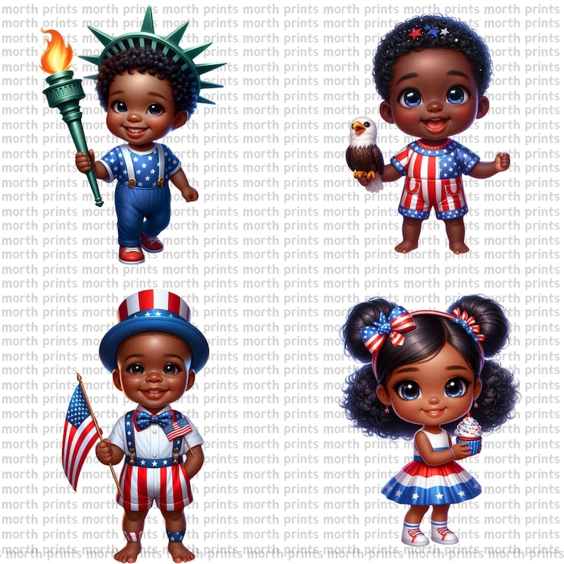 Patriotic Babies Clipart PNG, 4th of July Independence Day, American ...