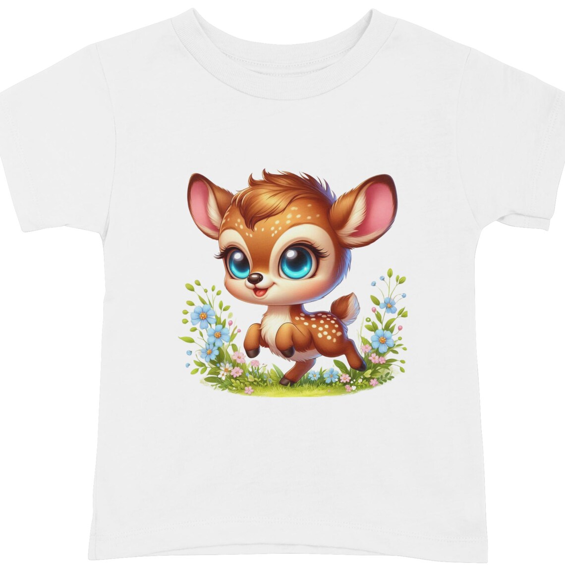 Baby Deer Clipart, Cute Watercolor Fawn PNG, Woodland Flower Crown Deer ...
