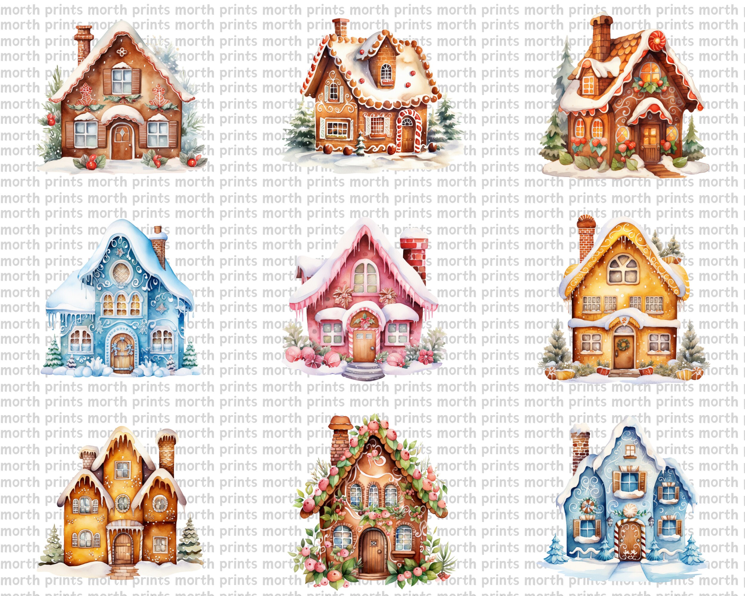 90 Watercolor Gingerbread House Clipart christmas Cookie,winter ...