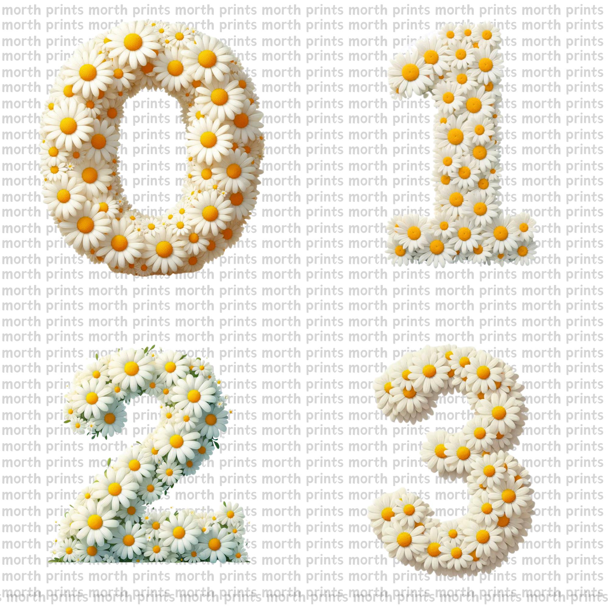 Daisy Floral Alphabet Clipart PNG, A–Z Letters With Flowers ...