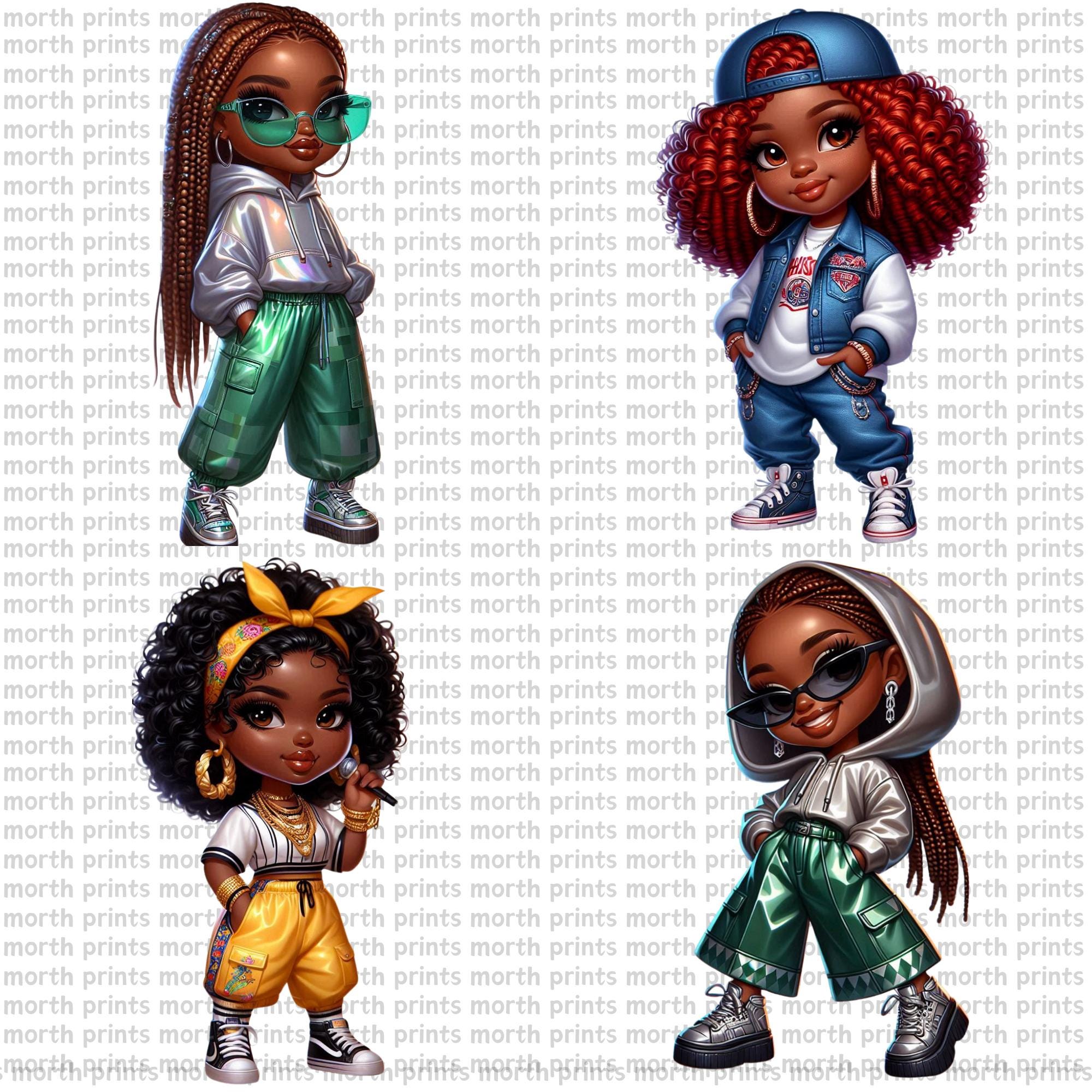 22 PNG Hip Hop Girls Clipart Hip Hop Chibi Girls, Chibi Bundle, Chibi ...