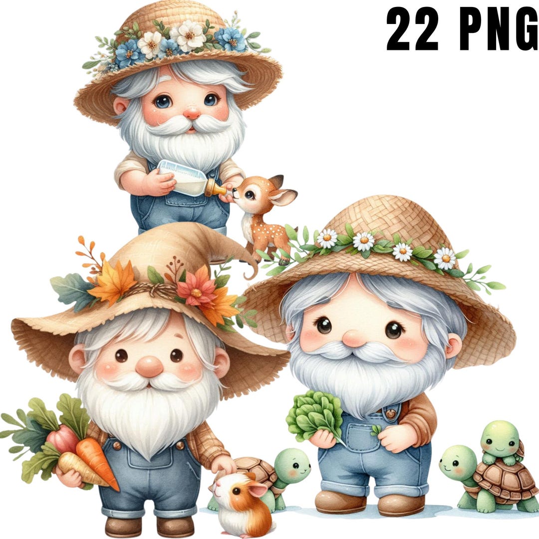 Farmer Gnome P2 Clipart, Cute Farm Gnome, Gardening Gnome, Tractor ...