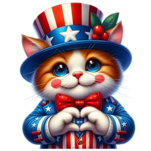 28 PNG Patriotic Cat Clipart , Patriotic, USA Clipart Bundle, 4th of ...