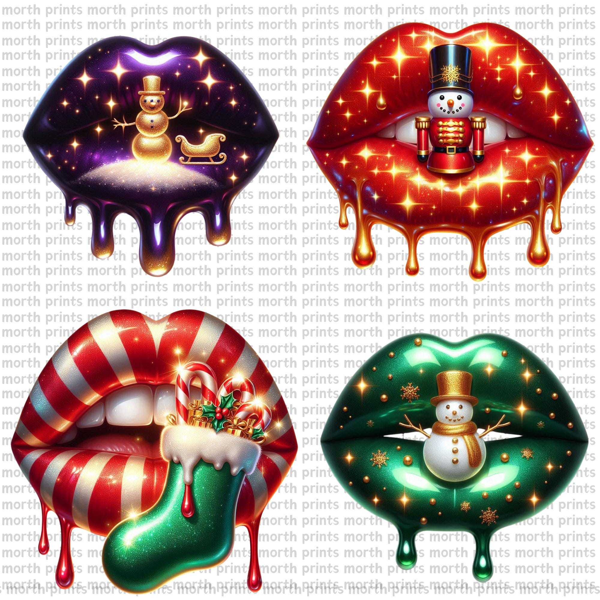 Christmas Lips Clipart PNG, Mistletoe Kiss & Red Leopard Prints, 35 PNG ...