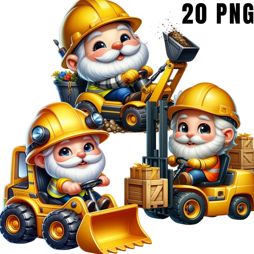 Construction Gnomes Clipart, Cute Gnomes, Builder Gnome, Gnome Clipart ...