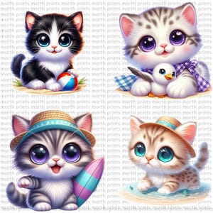 Beach Cat Clipart PNG, Summer Cats With Sunglasses & Surf, 25 PNG Files ...