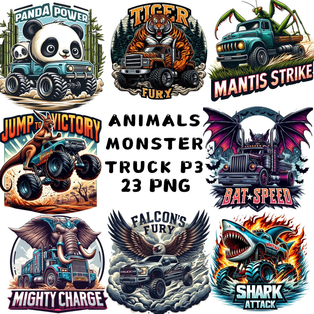 Animals Monster Truck Clipart, Racing PNG Images for Kids Shirts ...