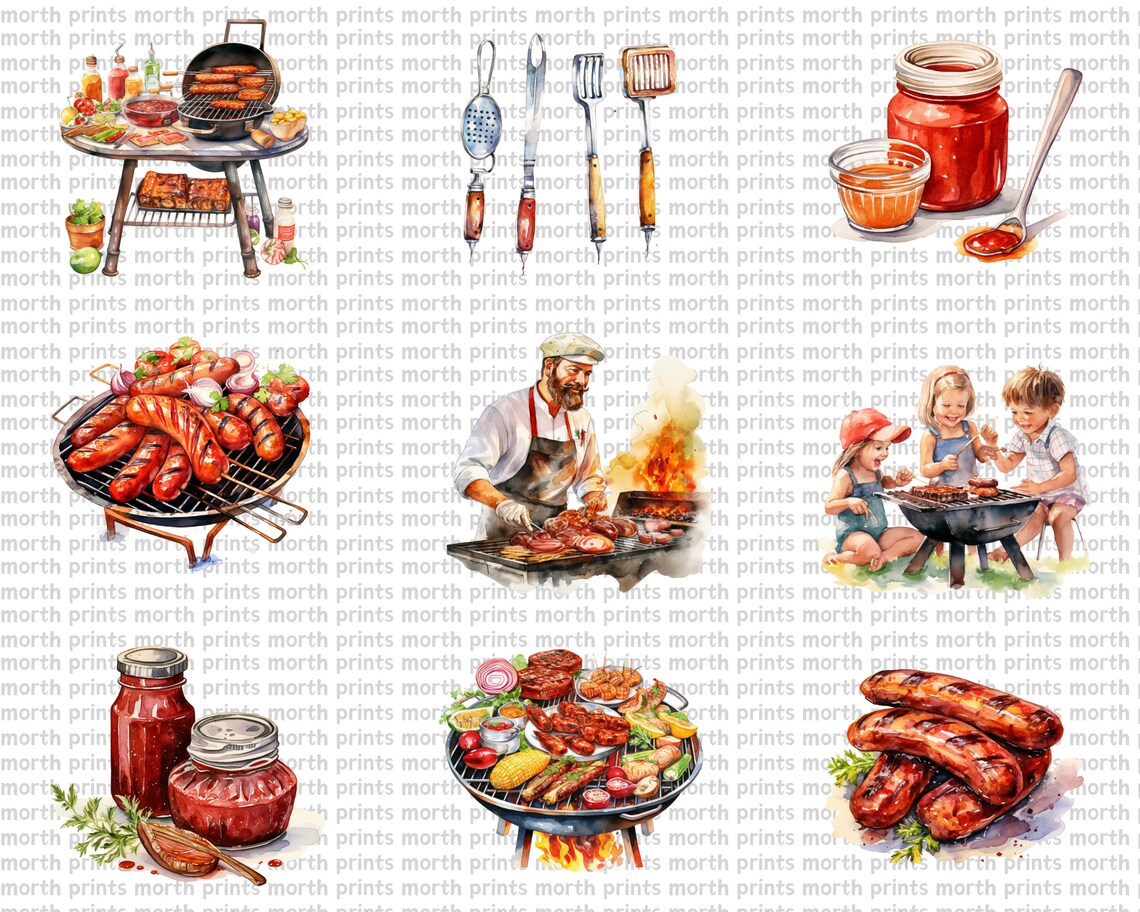 45 Watercolor Bbq Backyard BBQ Grill, American Culture, Barbecue, Hot ...