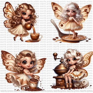 Coffee Fairy Clipart PNG, Latte, Mugs & Beans With Cute Fairies, 23 ...