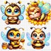 Watercolor Cute Bees Clipart PNG, Honey Bee Bundle, 25 PNG, 300 DPI ...