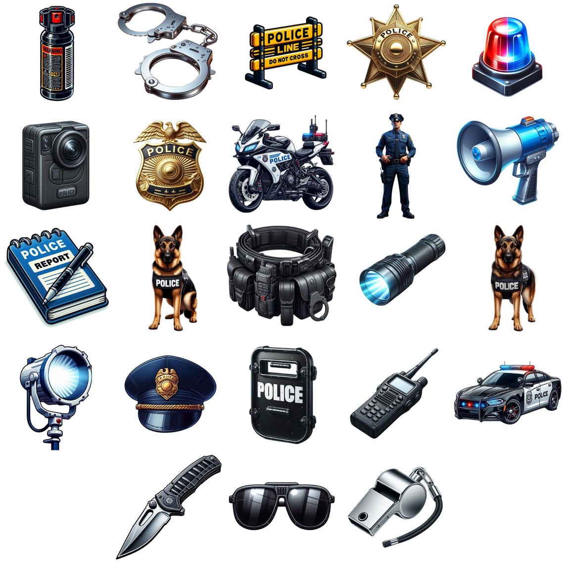 Police Clipart Bundle, Law Enforcement PNG, Officer Badges and Symbols ...