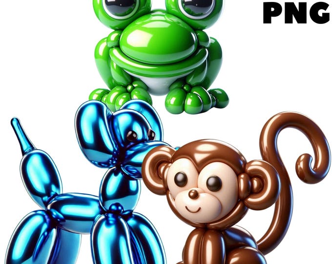 BALLOON ANIMALS Clipart, Party Balloons Clipart, Animal Balloons, Party ...