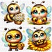 Watercolor Cute Bees Clipart PNG, Honey Bee Bundle, 25 PNG, 300 DPI ...
