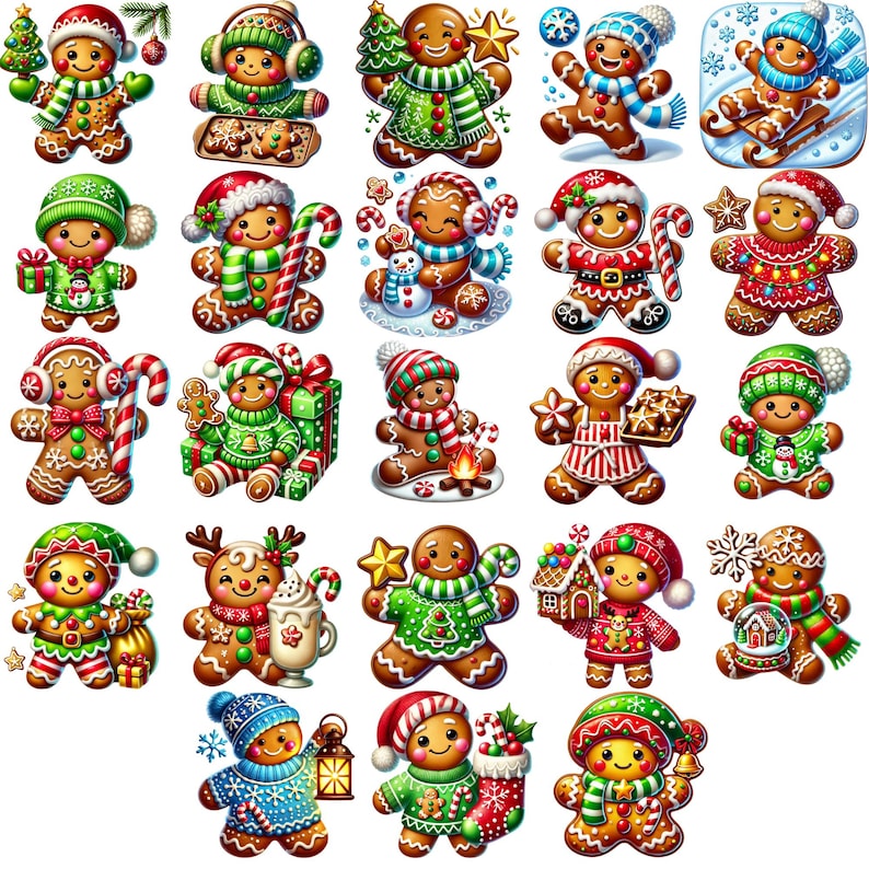 Gingerbread Man Clipart, Christmas Cookie PNG, Holiday Stickers ...