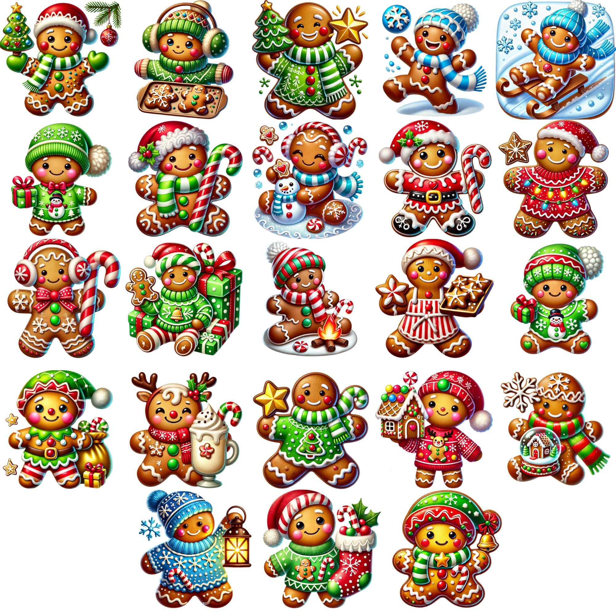 Gingerbread Man Clipart, Christmas Cookie PNG, Holiday Stickers ...