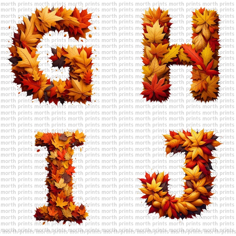 Autumn Leaves Alphabet Clipart PNG, Fall Foliage A–Z Letters ...