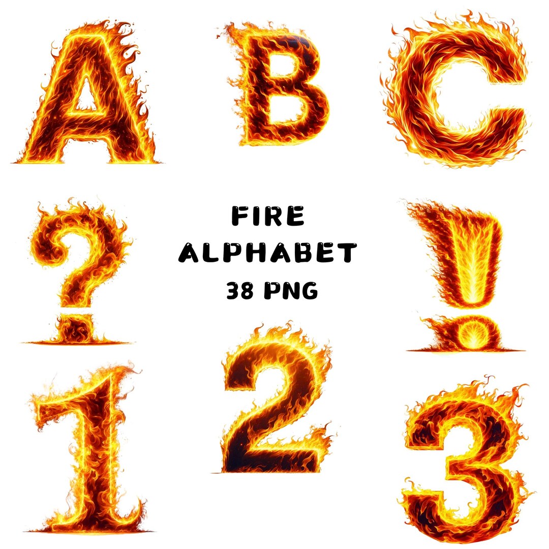 38 PNG Fire Alphabet Clipart , Alphabet PNG, Fire Clipart, Watercolor ...