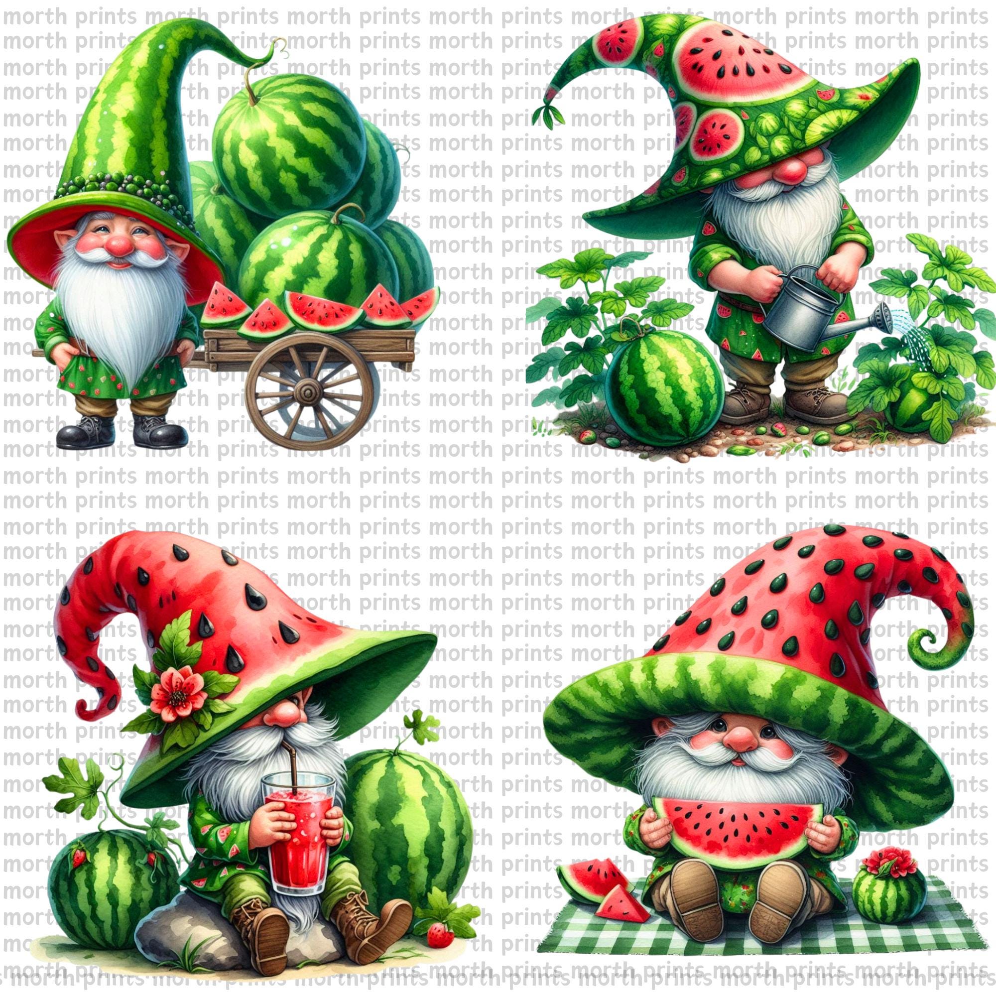 25 PNG Watermelon Gnome Clipart Cute Gnome, Fruit Gnome, Gnome Bundle ...