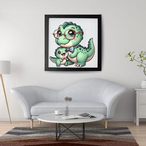 Baby and Mom Dinosaur Clipart, Cute Dino Family PNG, Nursery and Baby ...