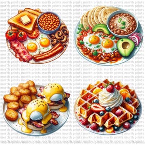 Breakfast Food Clipart PNG, Eggs, Pancakes, Toast & Coffee, 14 PNG ...