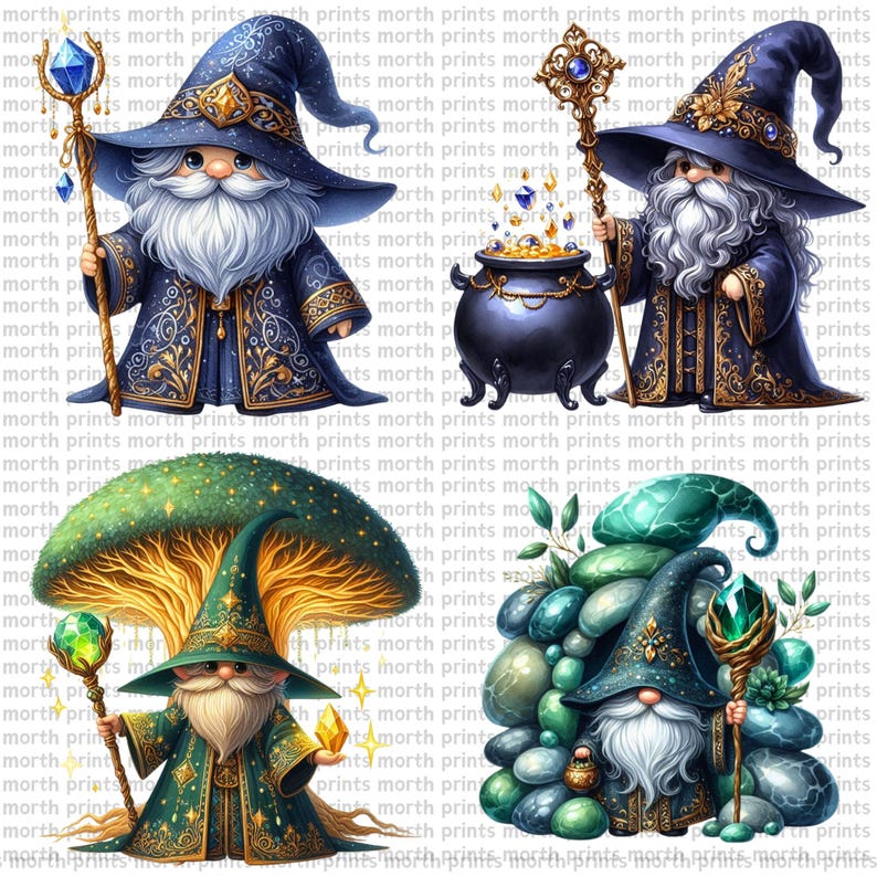 Magic Wizard Gnome Clipart PNG, Spellbooks, Wands & Potions, Fantasy ...