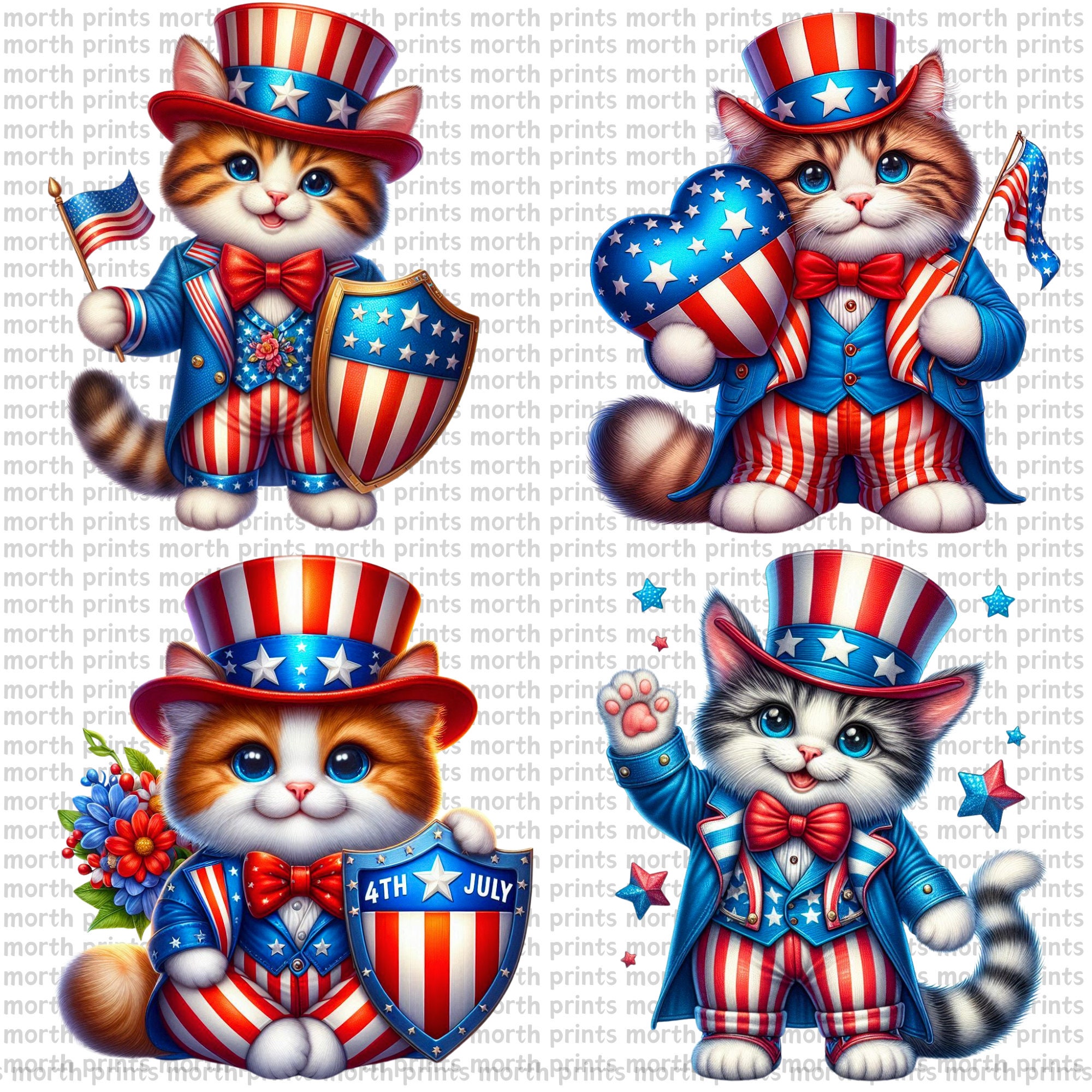 28 PNG Patriotic Cat Clipart Patriotic, USA Clipart Bundle, 4th of July ...
