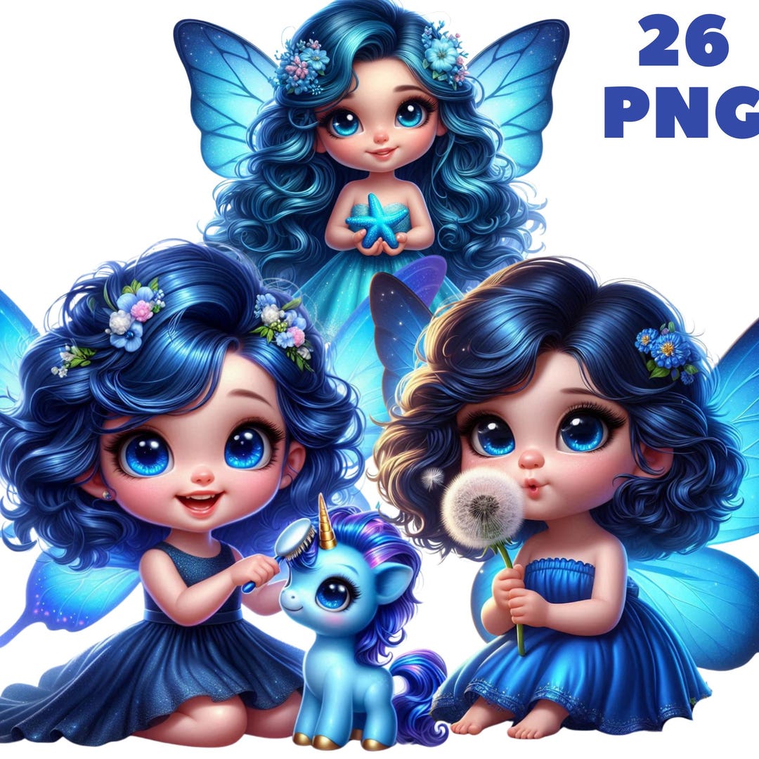 Blue Fairy Clipart PNG, Forest & Night Sky Fairies, 26 File, Magical ...