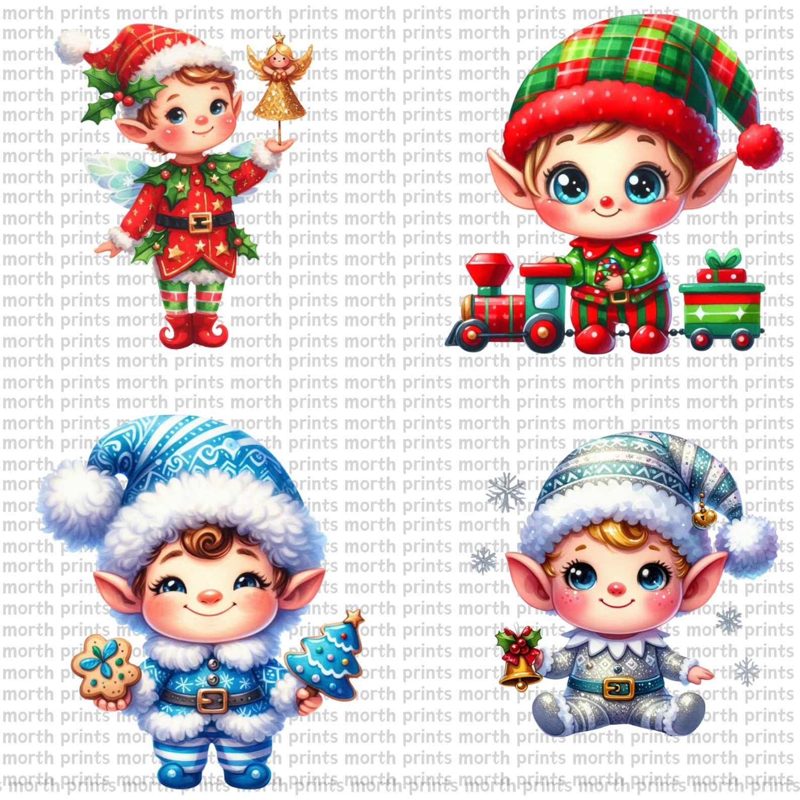 Christmas Elf Clipart PNG, Santa’s Helpers With Gifts & Lights, 37 PNG ...
