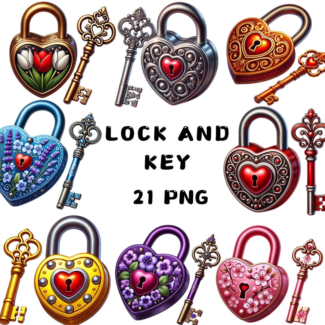 21 PNG Key and Lock Clipart , Key Png, Valentines Clipart, Love Png ...