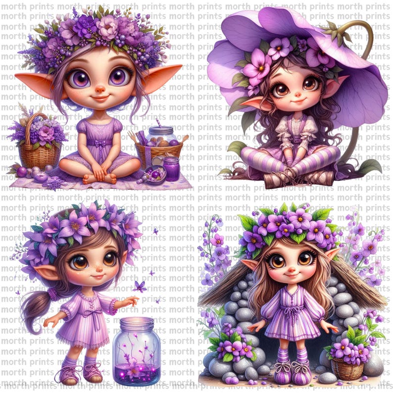 40 PNG Cute Purple Elves Clipart Flower Elves Clipart PNG, Cute Fantasy ...