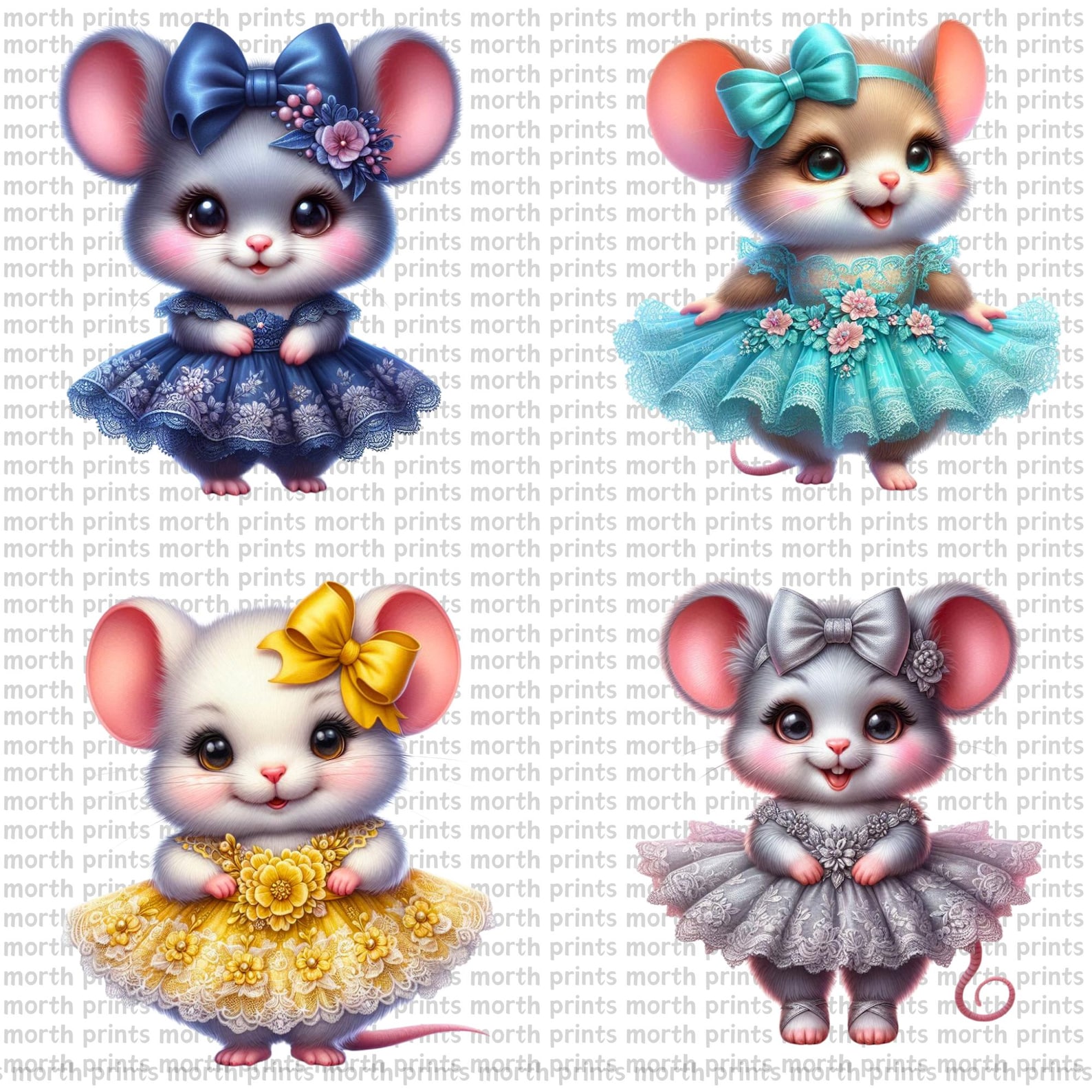 Ballerina Mouse Clipart PNG, Cute Dancing Mice With Tutus, 25 PNG Files ...