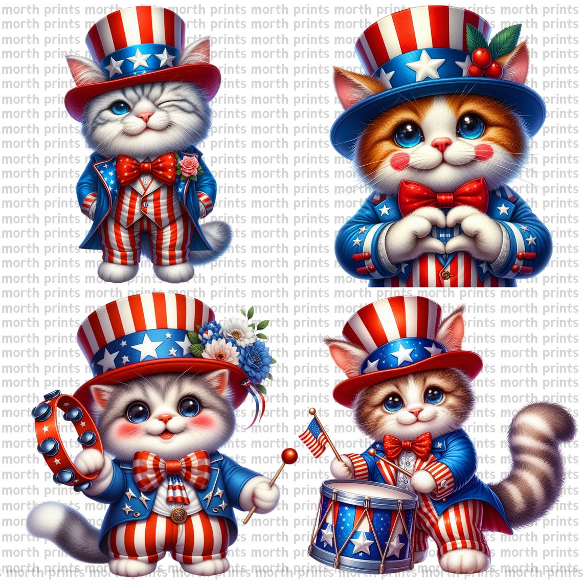 28 PNG Patriotic Cat Clipart Patriotic, USA Clipart Bundle, 4th of July ...
