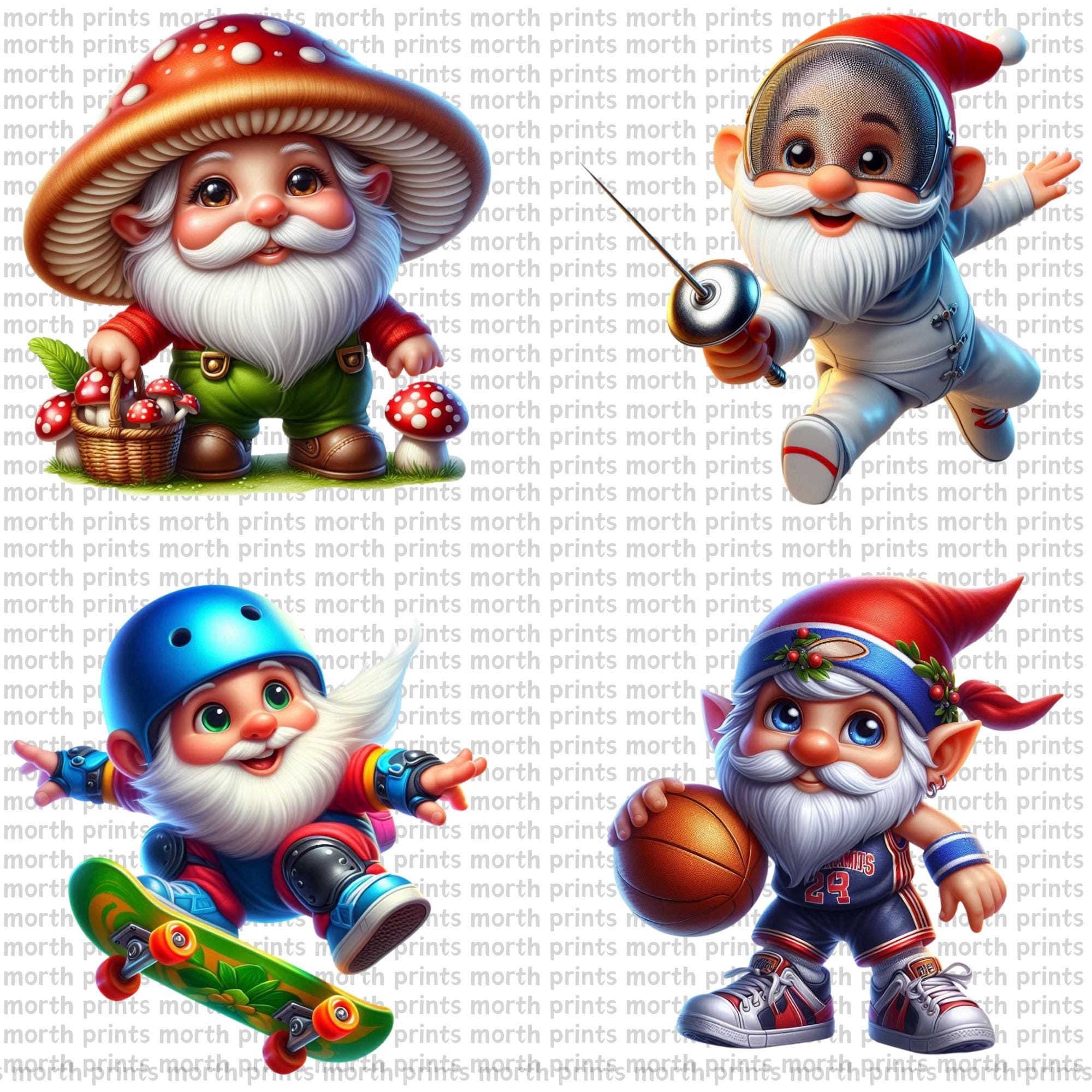 Athlete Gnome Clipart PNG, Workout & Sports Gnomes With Dumbbells, Cute ...