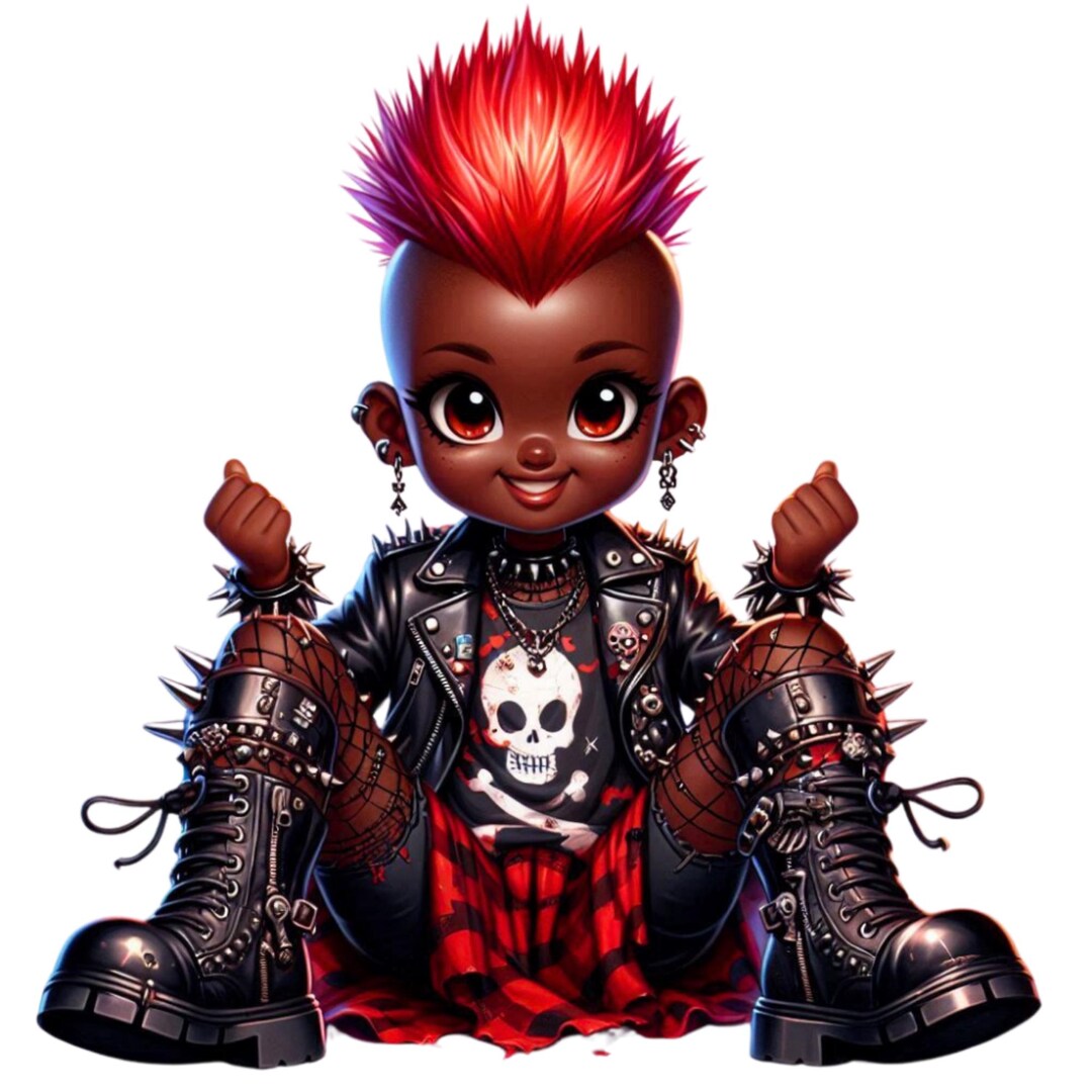 Rock Style Chibi Girl Clipart PNG, Kawaii Anime Girl With Punk Outfit ...