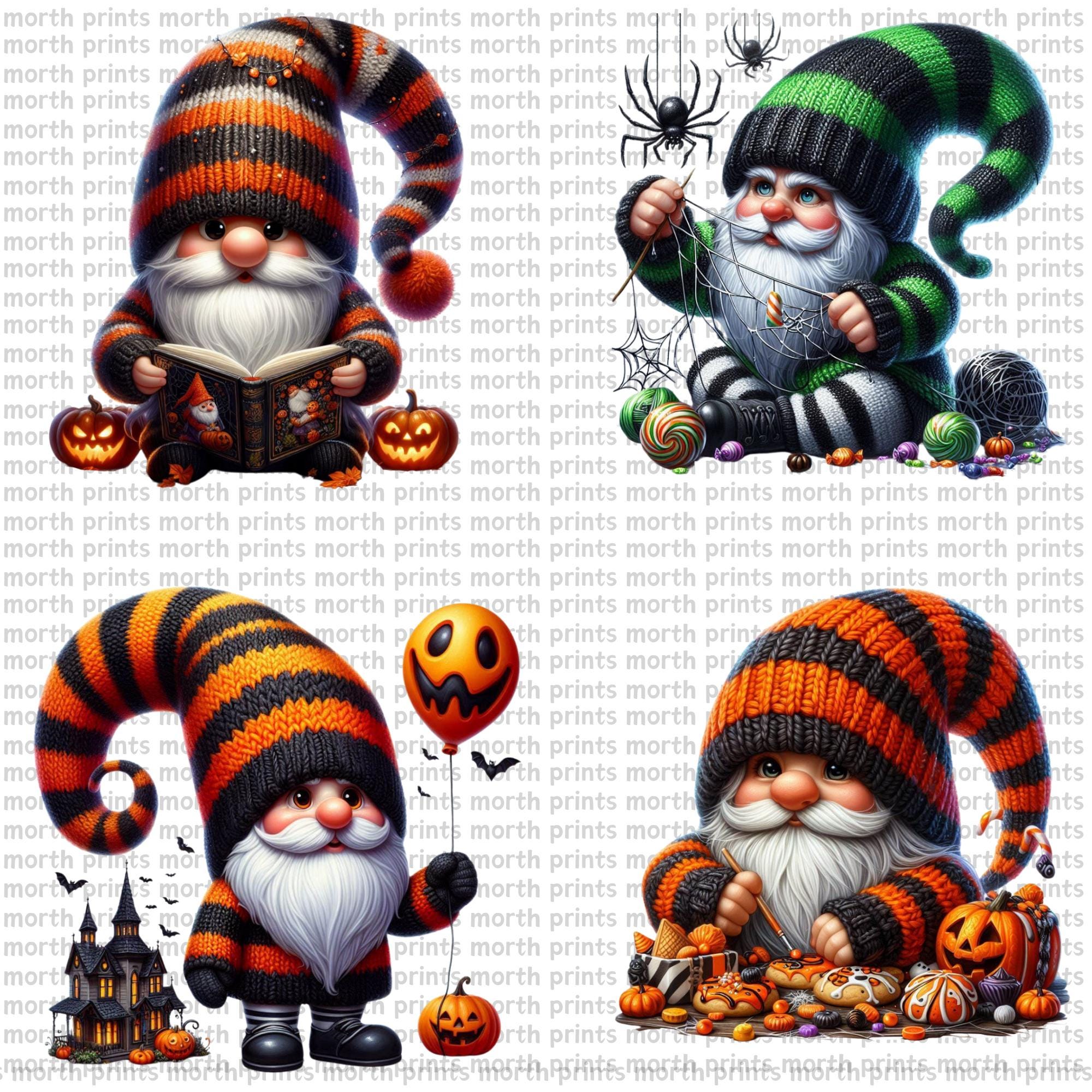 Halloween Gnome Clipart PNG, Witch Hats, Pumpkins & Cauldrons, Spooky ...