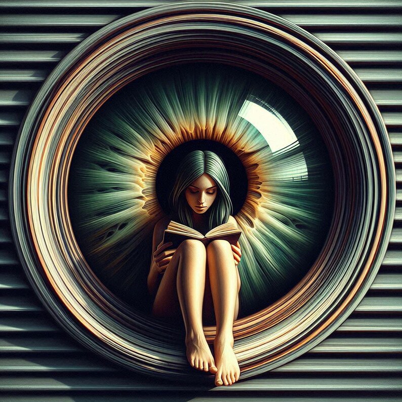Surreal Digital Art of Girl Reading Inside Eye – Fantasy Book Lover ...