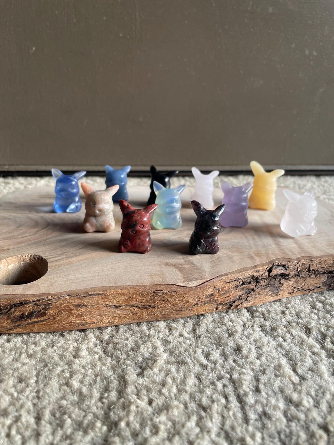 Pokemon Crystal Carvings - Pikachu, Squirtle, Cubone, Psyduck, Espeon ...