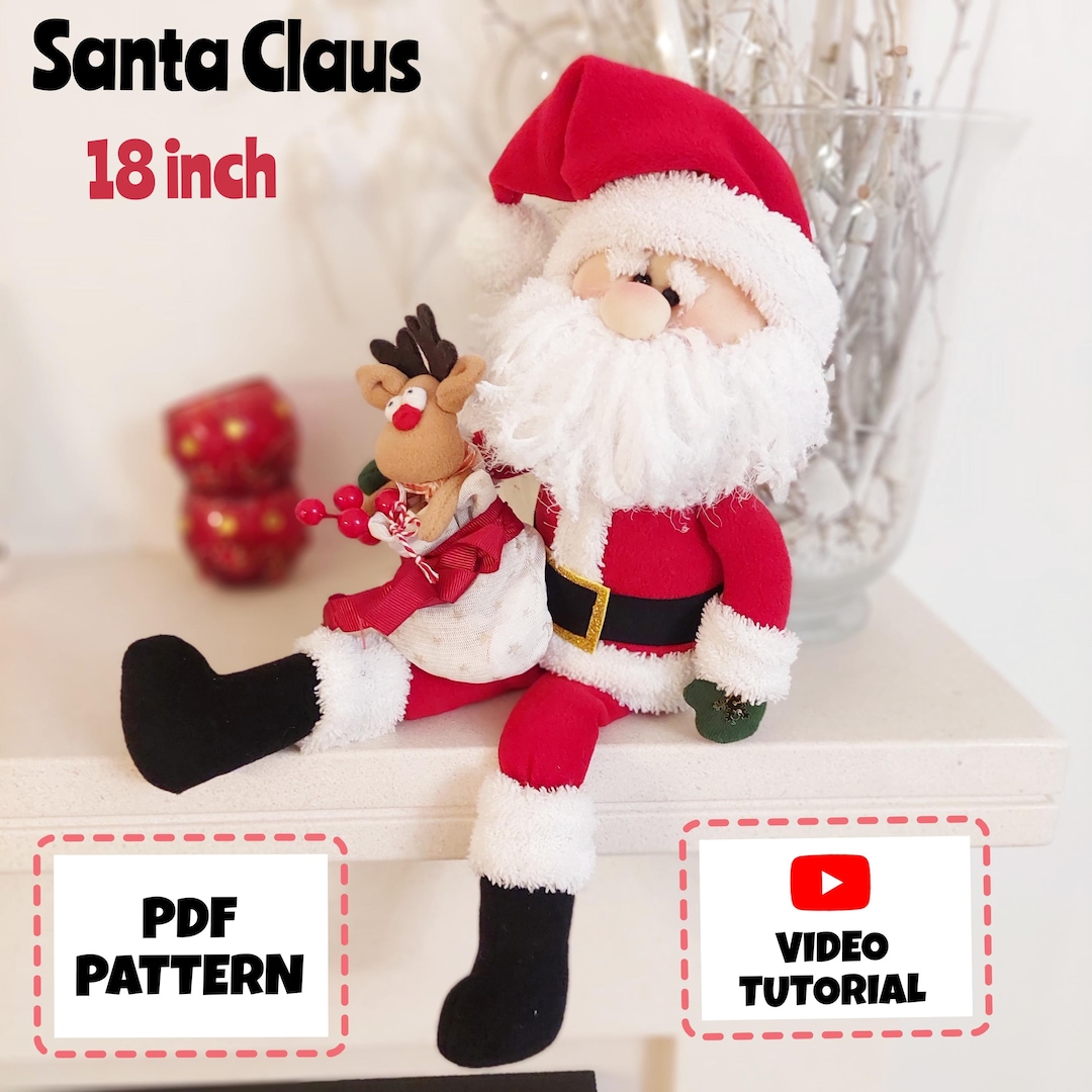 Santa Claus & Reindeer Sewing PDF Pattern: 18" DIY Christmas Toy ...