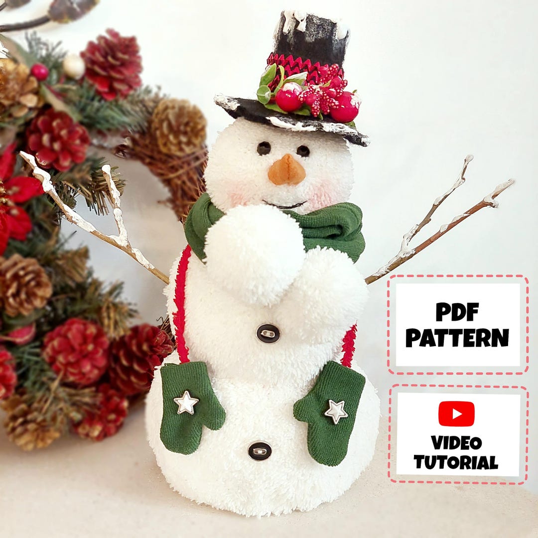 Plush Snowman PDF Pattern , Primitive Snowman Sewing Pattern, Snowman ...