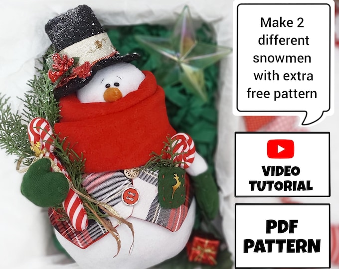 Snowman Sewing Pattern PDF – Plush Christmas Snowman Tutorial 25 Cm ...