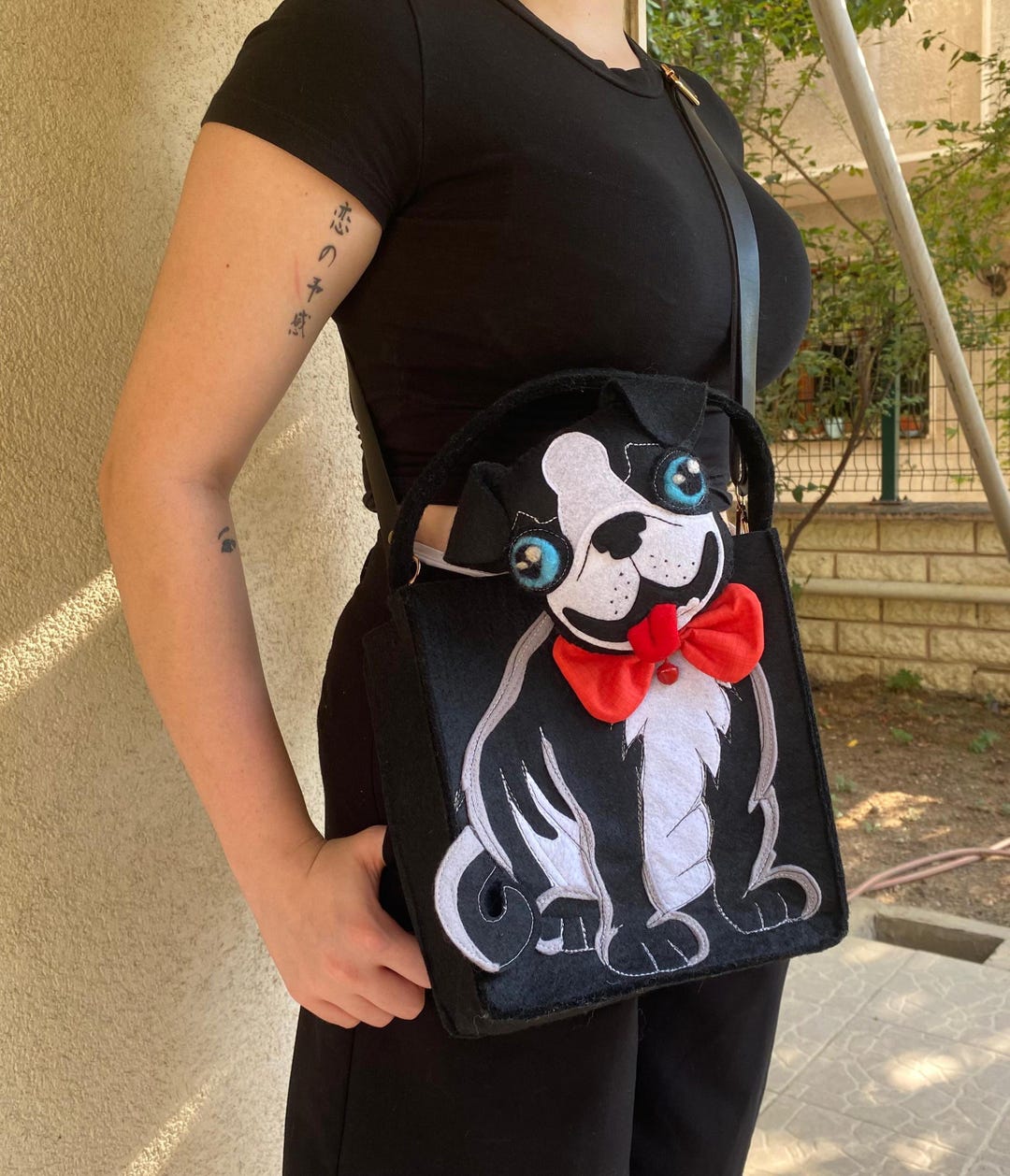 Felt Crossbody Bag With Pug Applique ,funny Dog Tote Bag, Dog Lovers ...