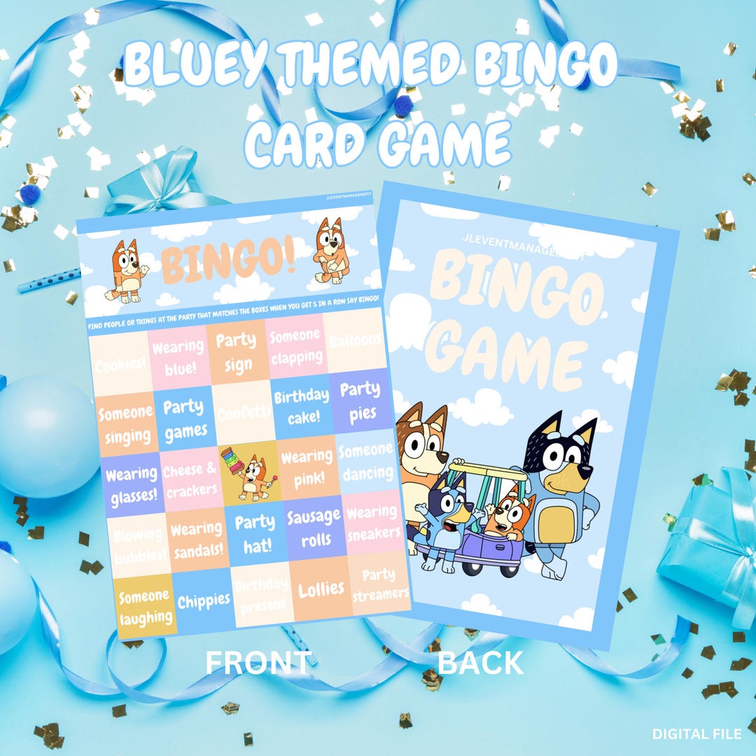 BLUEY BINGO GAME - Birthday Party Games! - Etsy UK
