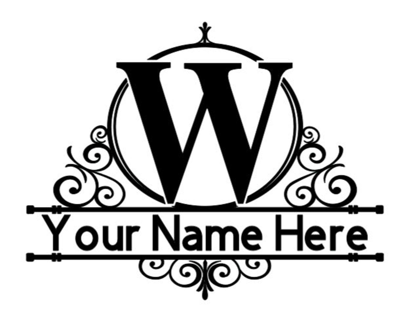 Permanent W Circle Monogram Decal Cut From Permanent Siser | Etsy